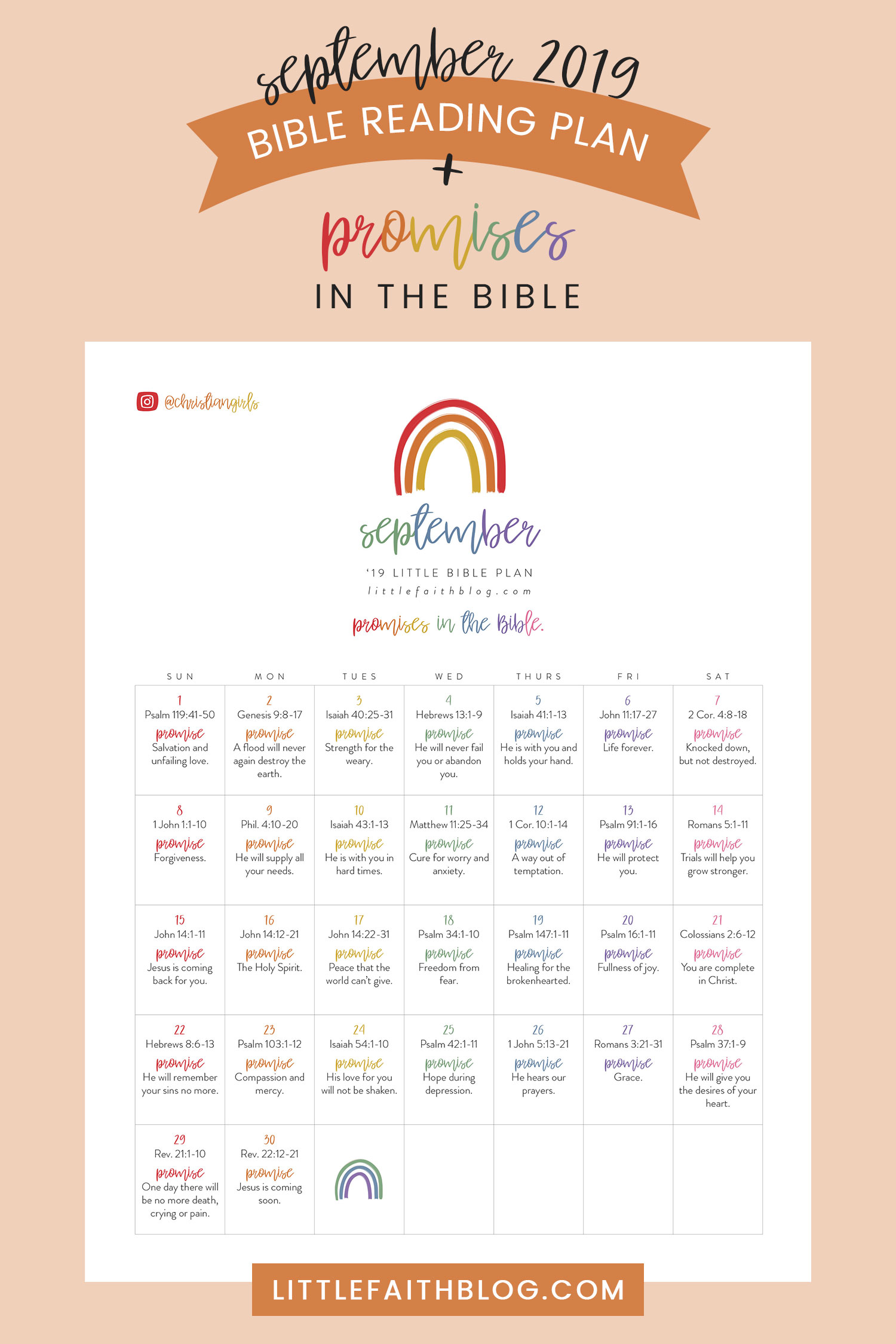 September 2019 Bible Reading Plan + Promises in the Bible – Little ...