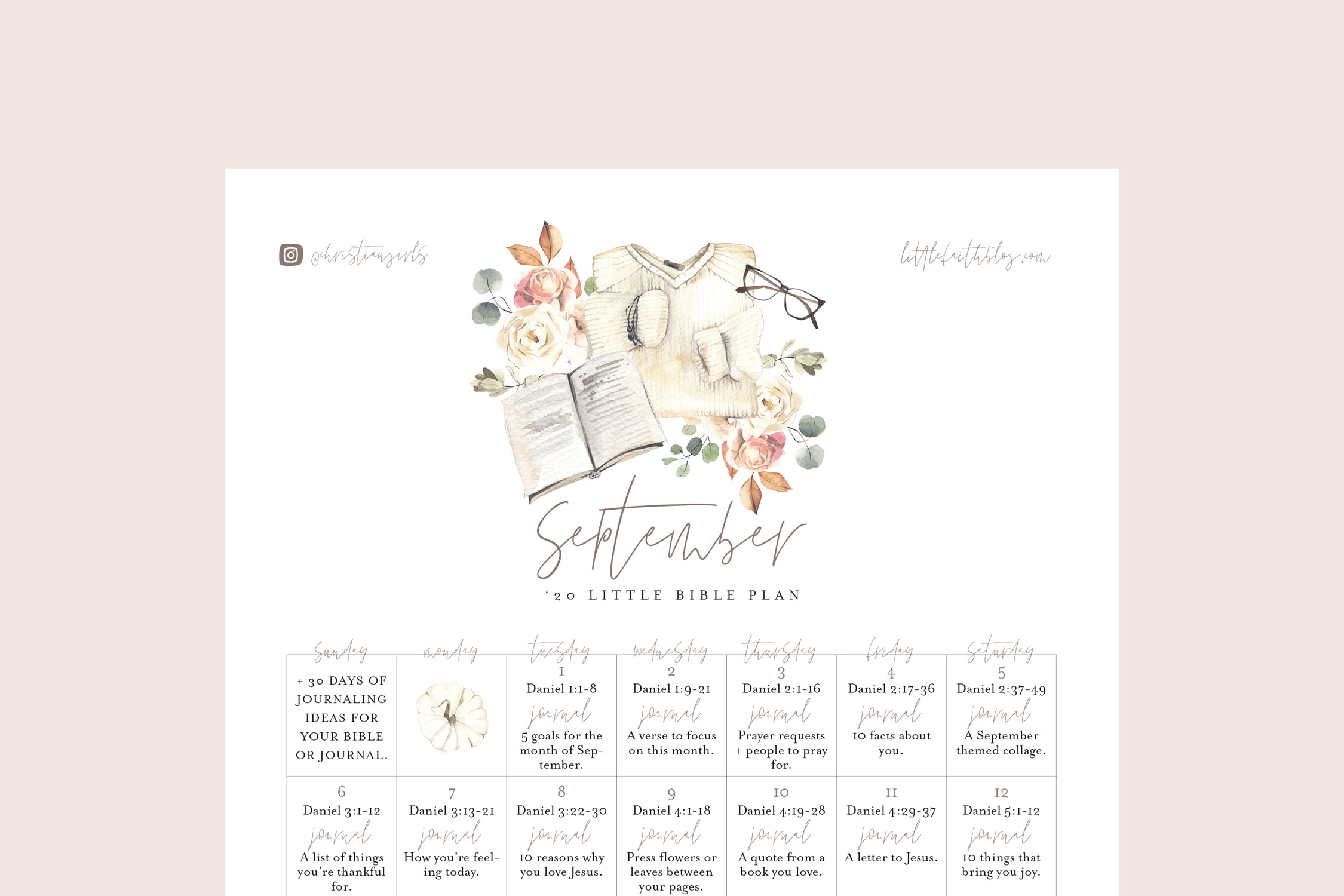 September 2020 Bible Reading Plan + 30 Cozy Journaling Ideas for Your ...