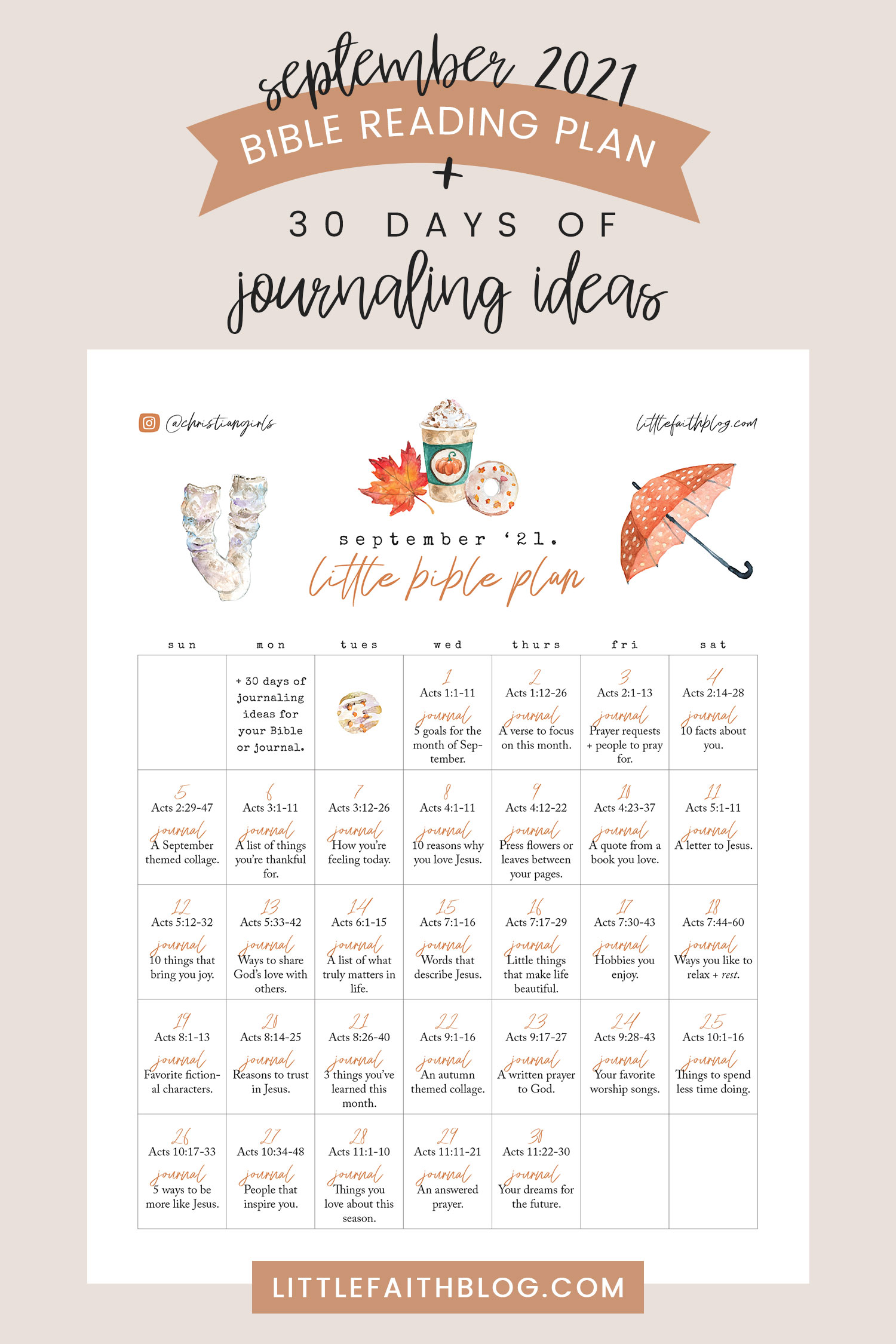 September 2021 Bible Reading Plan + 30 Days of Journaling Ideas for ...