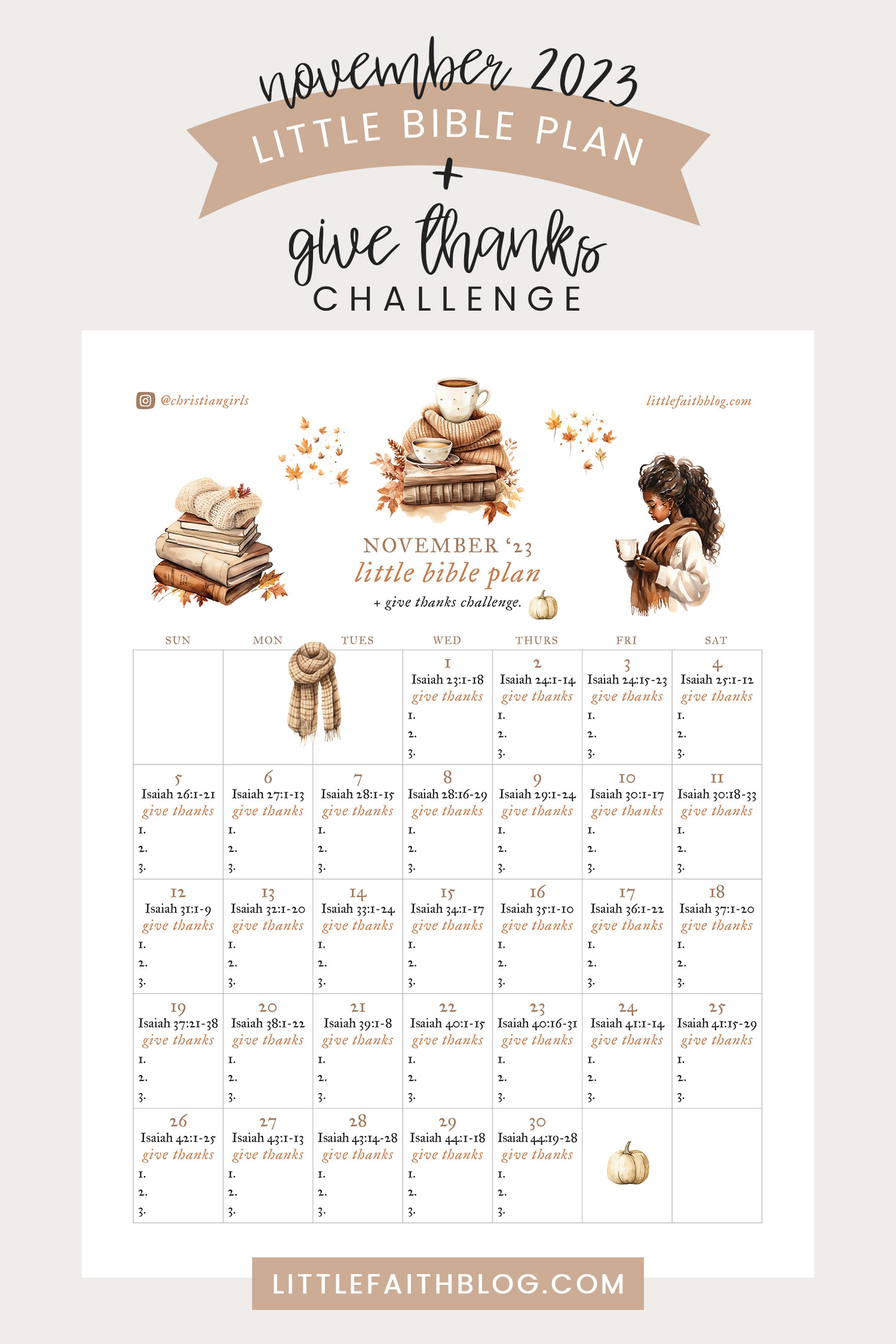 November 2023 Bible Reading Plan + Give Thanks Challenge – Little Faith ...
